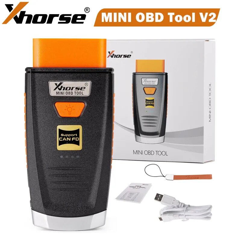 Xhorse XDMO20 VVDI MINI OBD Tool V2 Программатор IMMO Поддержка протокола CAN FD / светодиодная подсветка / 8A IMMO Box All Key Lost