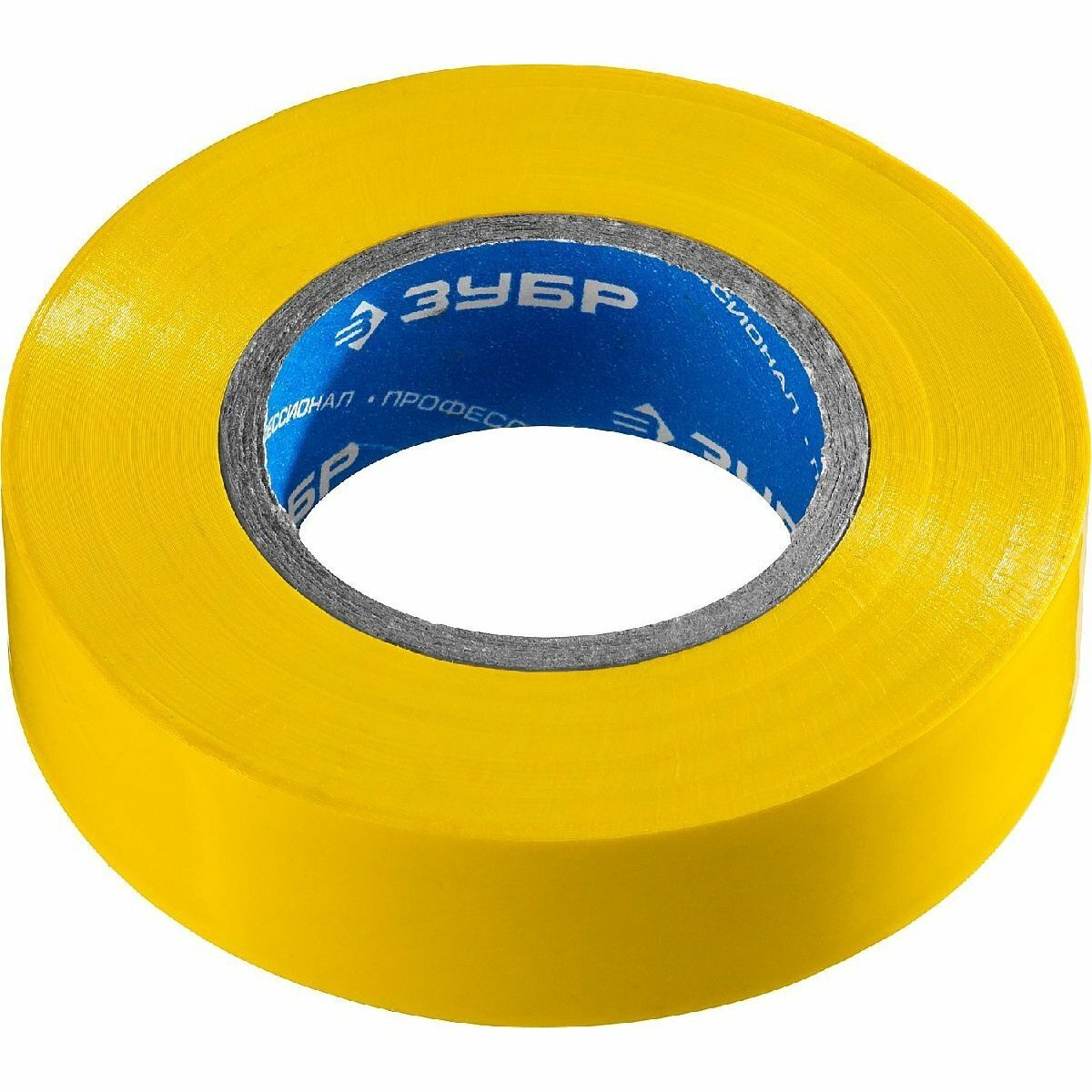 Изоляционная лента ПВХ ЗУБР Профессионал желтая 19 мм х 20 м напряжение 6000 В толщина 160 мкм