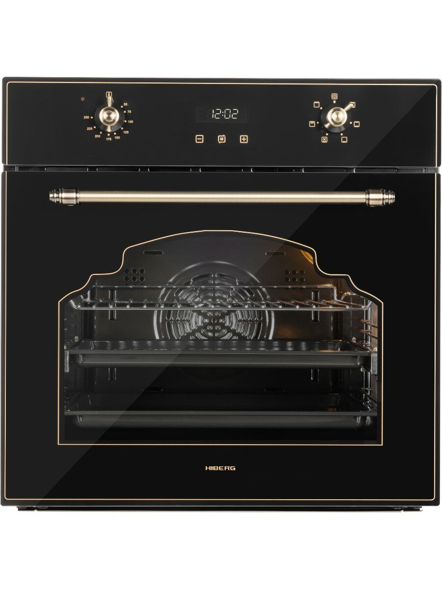 Духовой шкаф HIBERG VM 6260 RB встраиваемый, электрический, электронное управление, конвекция, цвет черное стекло