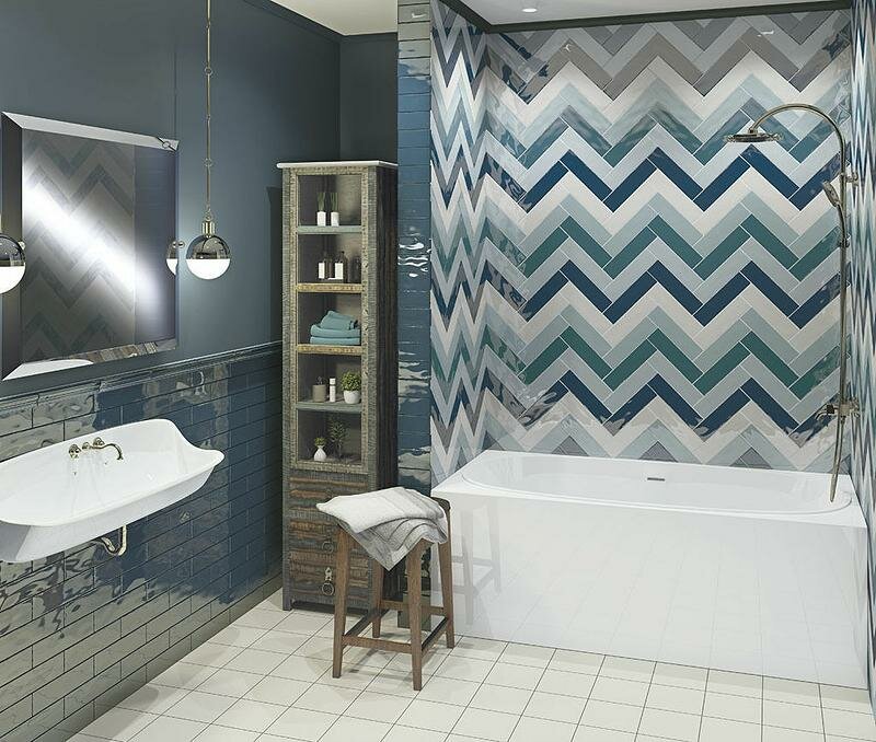 Керамическая плитка El Barco Acuarela 7,5х30 Глянцевая Зеленый