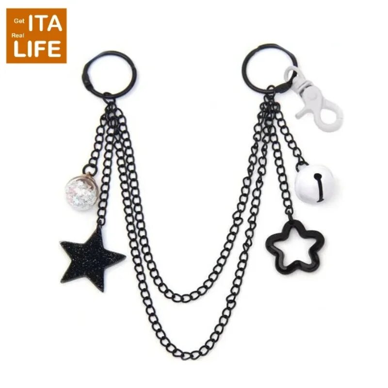 Итальянский цветной декоративный ремешок-цепочка Ita Bag, очаровательные аксессуары, синяя звезда, колокольчик, красная цепочка, подвесная цепочка для женщин, аниме Itabag H307