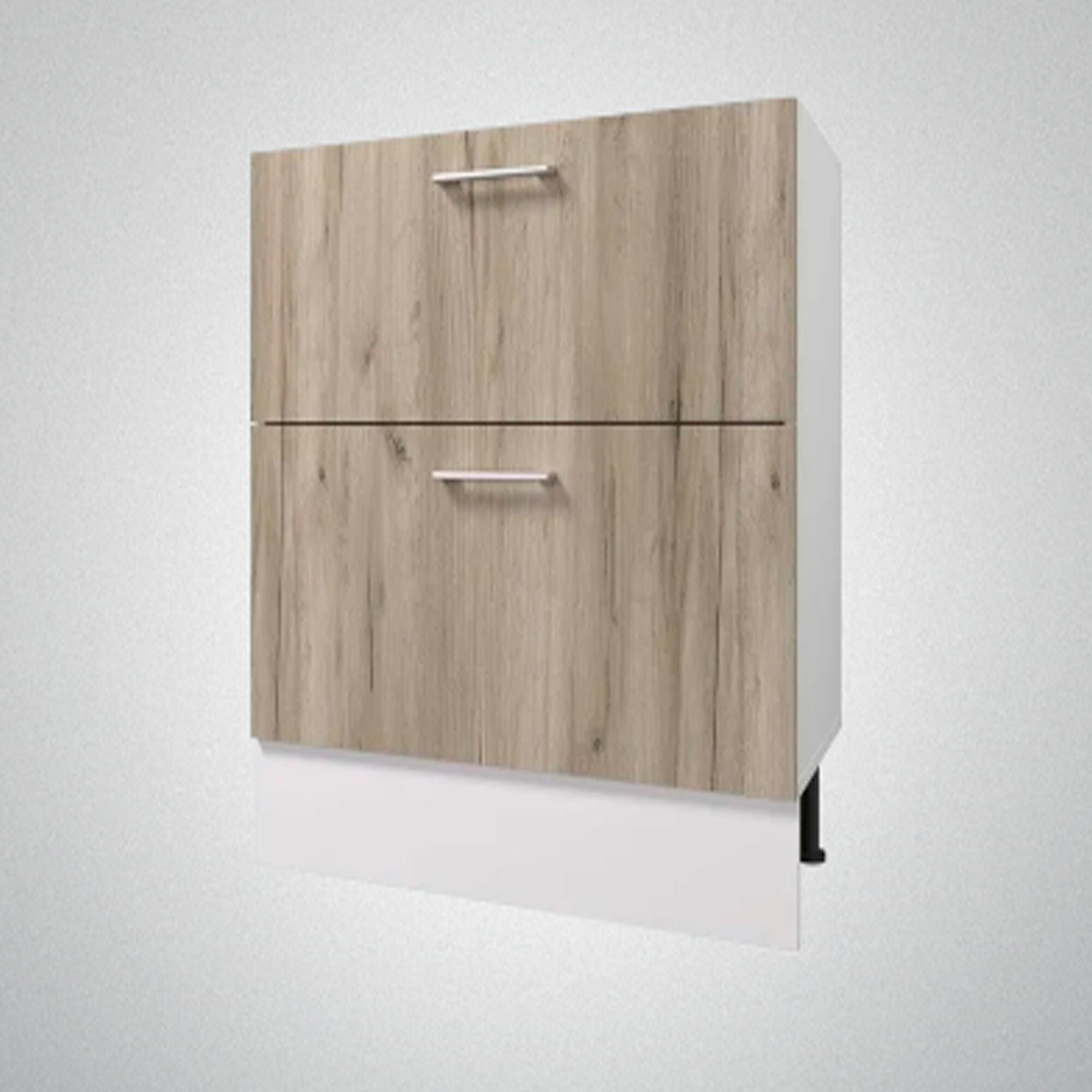 Кухонный модуль Европа Стол 80 - 2 ящика, цвет Серый крафт, ширина 80 см, для хранения широкий, напольный