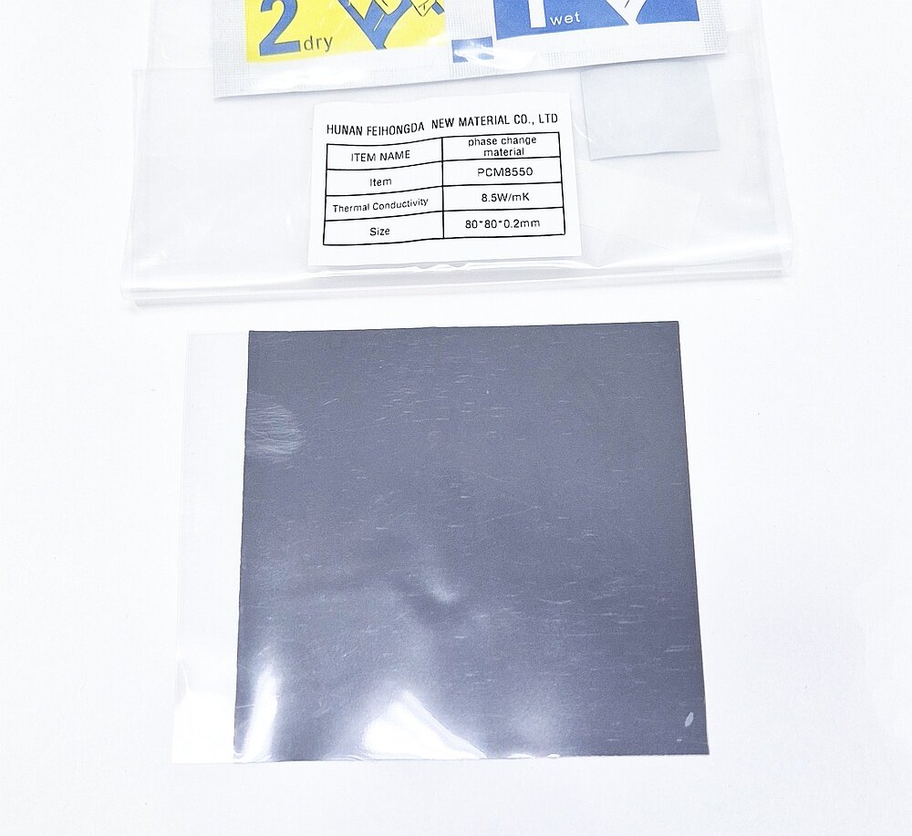 Термоинтерфейс Fehonda PCM8550 80x80x0.2 мм, 8.5 Вт(м·K) термопрокладка с фазовым переходом