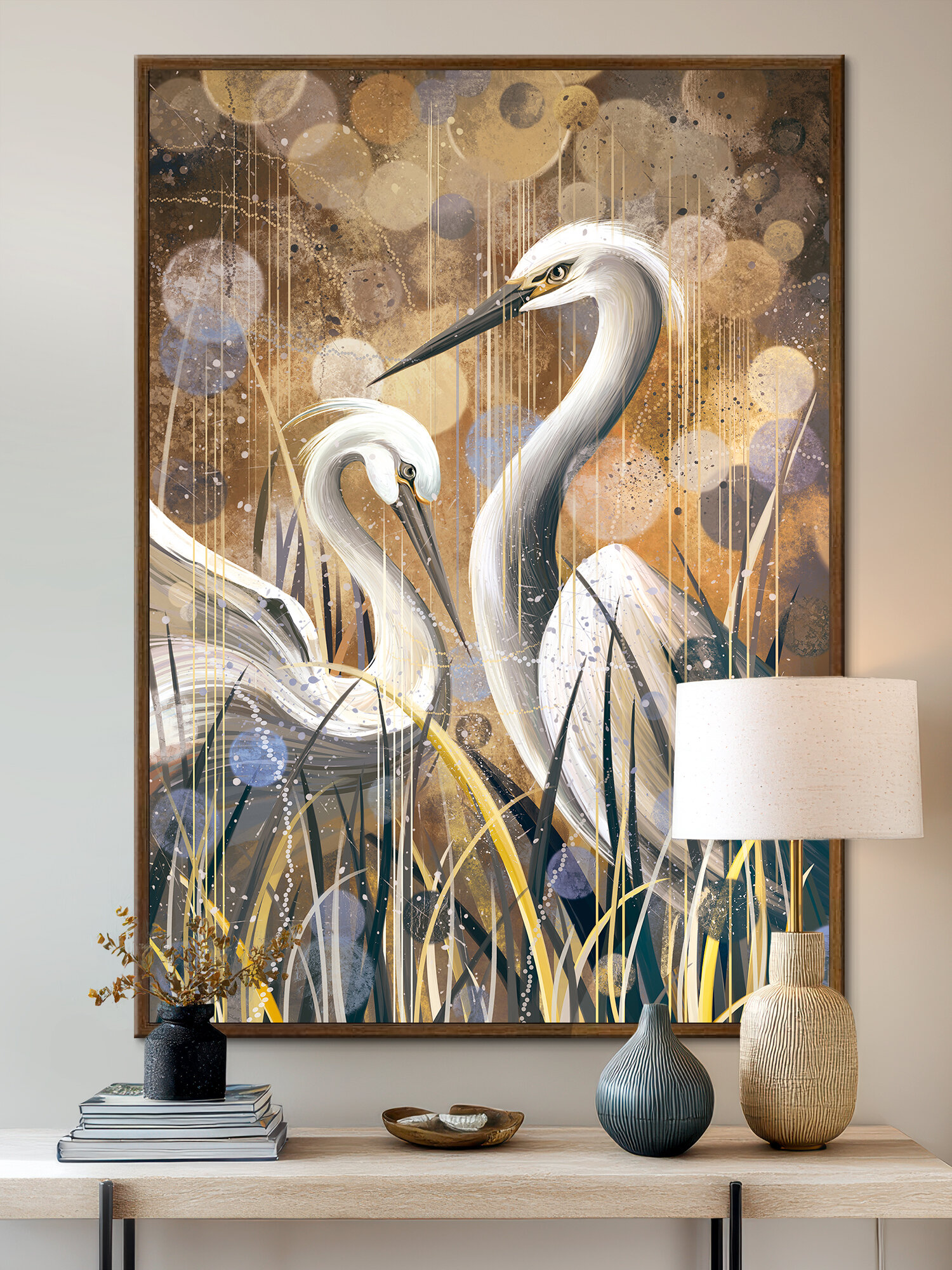 Картина на стену интерьерная в раме "Цапли" 53х73 см, Графис