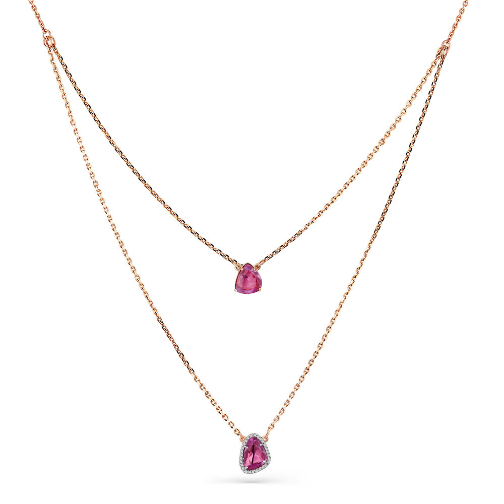 Колье, красное золото, 585 проба, сапфир, бриллиант