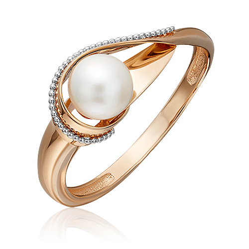 Кольцо, красное золото, 585 проба, жемчуг