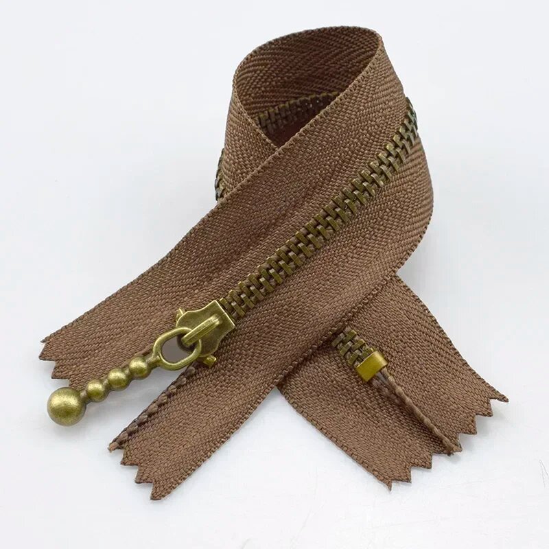 Металлические молнии Meetee 15/20/30/40 см 3#, набор из 10 штук Коричневый, coffee, 15cm