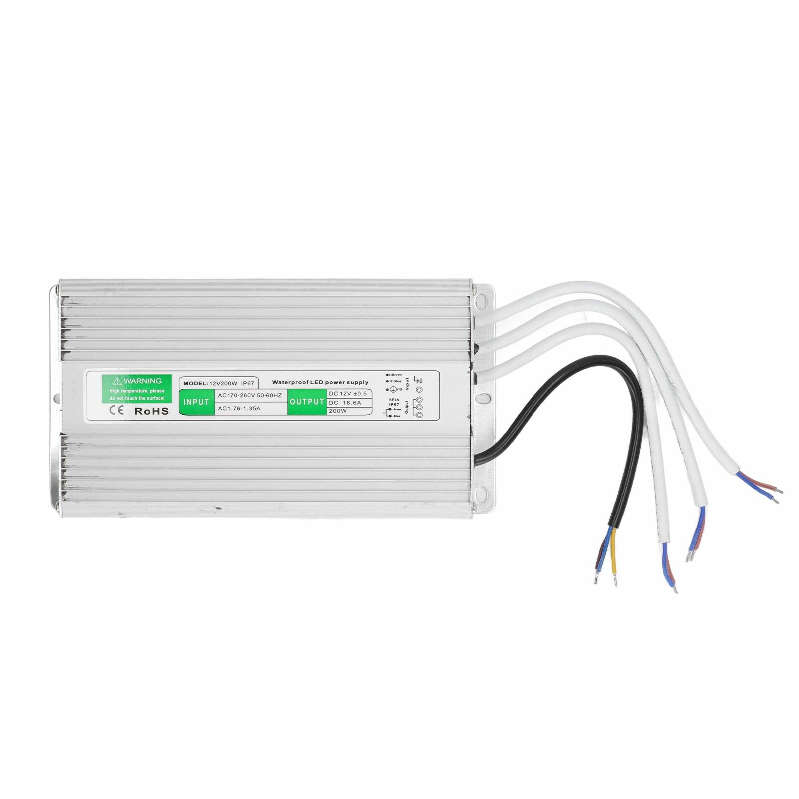 Светодиодный трансформатор 200 Вт, 12 В, IP67