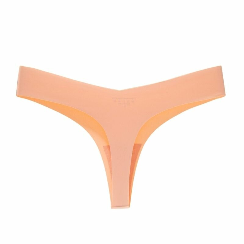 Стринги из ледяного шелка с V-образным вырезом на талии-телесно-розовый-S
