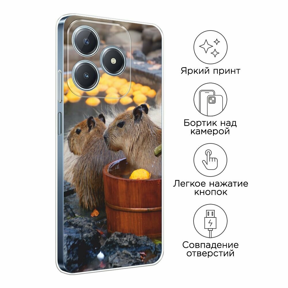 Чехол на Realme C63 / Реалми С63 с принтом "Капибары отмокают" — фото 1