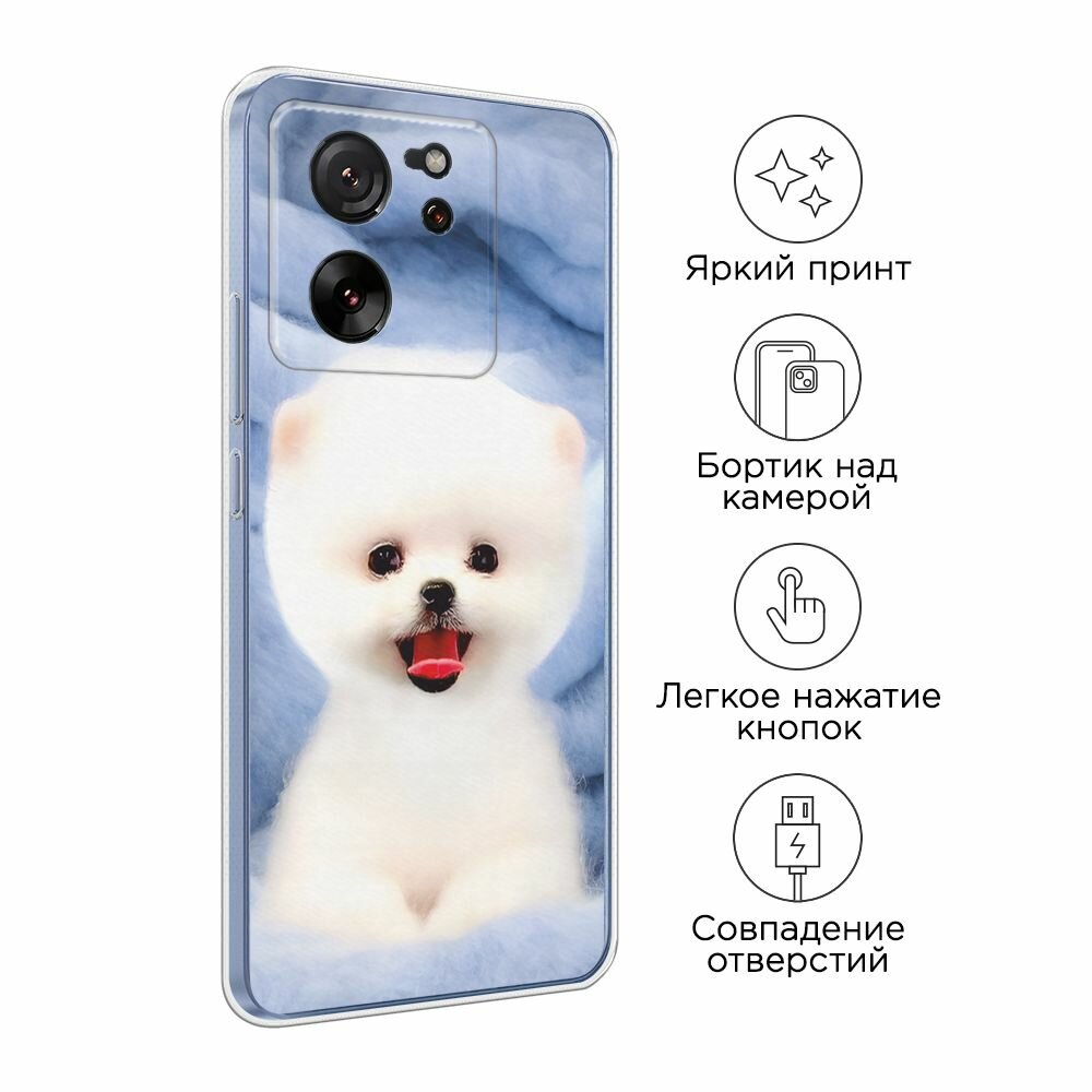 Силиконовый чехол на Xiaomi 13T / Сяоми 13T с принтом Белый пёсик — фото 1
