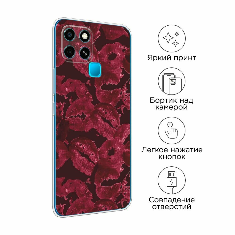 Чехол на Infinix Smart 6 / Инфиникс Смарт 6 с принтом Помада паттерн 1 — фото 1
