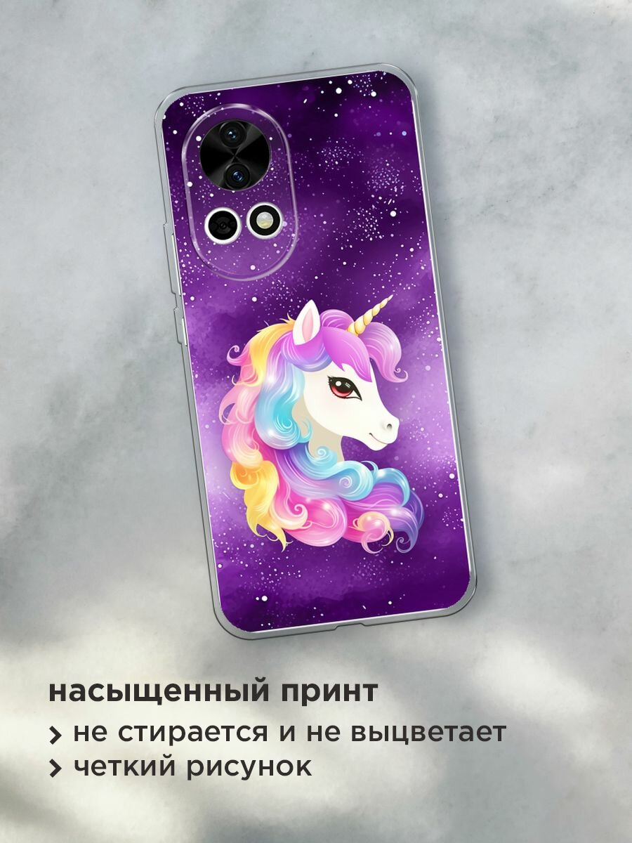 Чехол на Huawei Nova 12/Nova13 / Хуавей Нова 12/Нова 13 с принтом "Кудрявый единорог" — фото 1