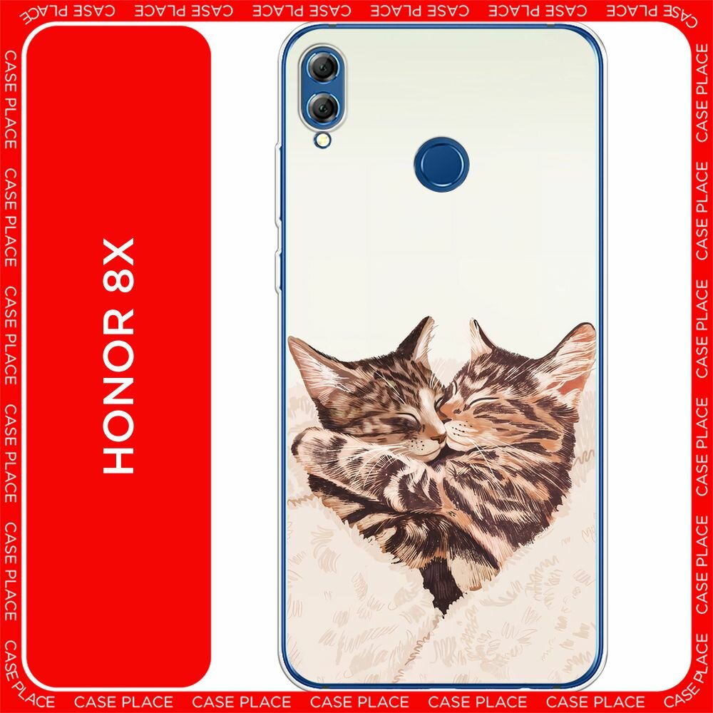 Чехол на Honor 8X / Хонор 8Х с принтом "Влюбленные котейки - 14 февраля"