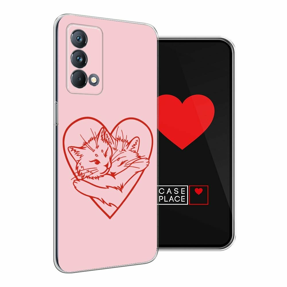 Чехол на Realme GT Master Edition / Реалми GT Мастер Эдишн с принтом "Влюблённые котики рисунок 1 - 14 февраля" — фото 1