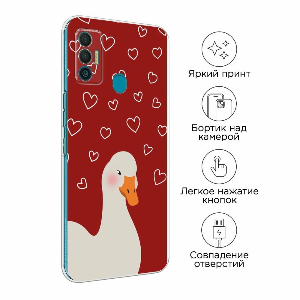 Чехол на Tecno Spark 7 / Техно Спарк 7 с принтом "Влюблённый гусь 1 - 14 февраля" — фото 1