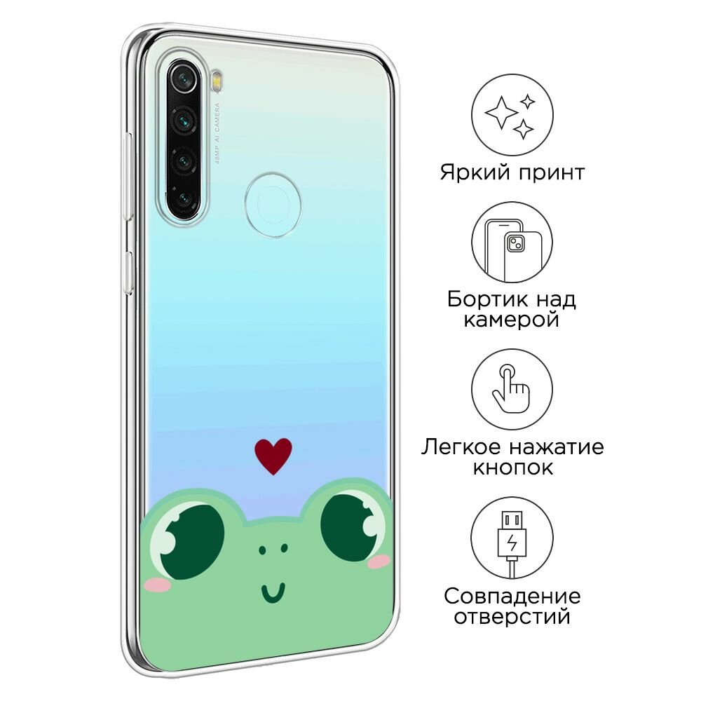 Чехол на Xiaomi Redmi Note 8 / Сяоми Редми Нот 8 с принтом "Влюблённая лягушка - 14 февраля", прозрачный — фото 1