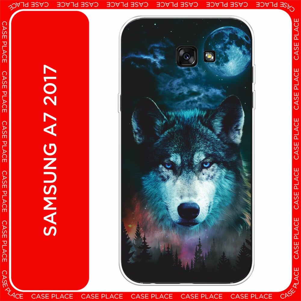 Чехол на Samsung Galaxy A7 2017 / Самсунг Галакси А7 2017 с принтом "Лунный волк"