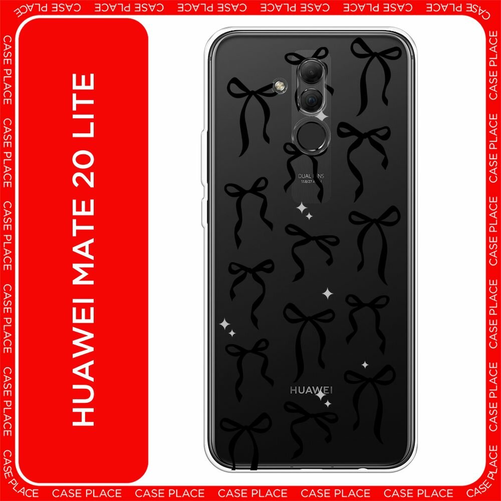 Чехол на Huawei Mate 20 Lite / Хуавей Мате 20 Лайт с принтом "Black bows", прозрачный