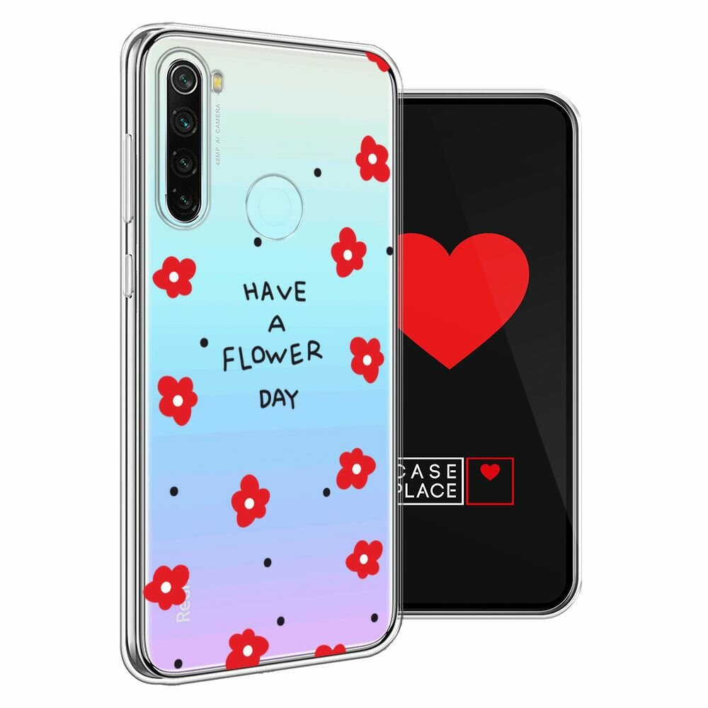 Чехол на Xiaomi Redmi Note 8 / Сяоми Редми Нот 8 с принтом "Have a flower day 2", прозрачный — фото 1
