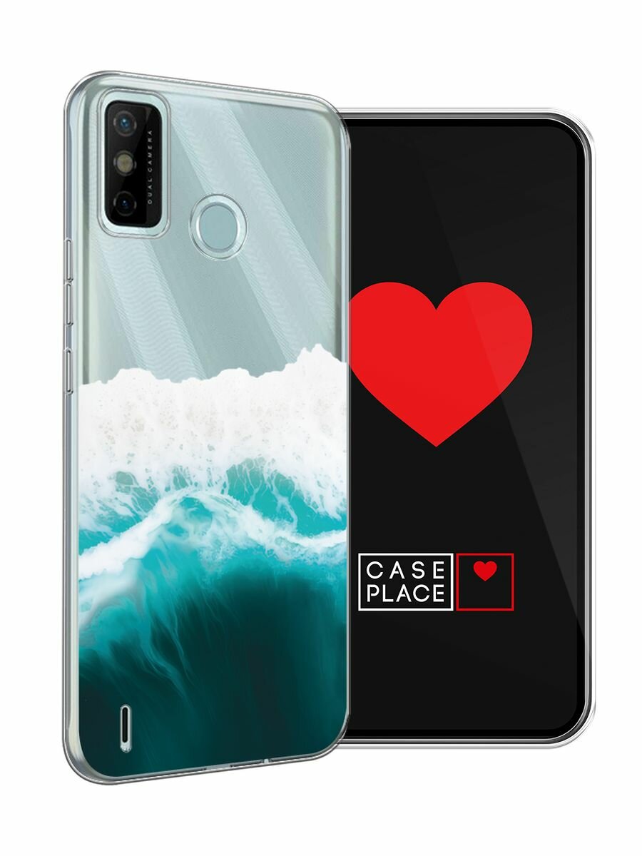 Чехол на Tecno Spark 6 GO / Техно Спарк 6 Го с принтом "Большая волна", прозрачный — фото 1