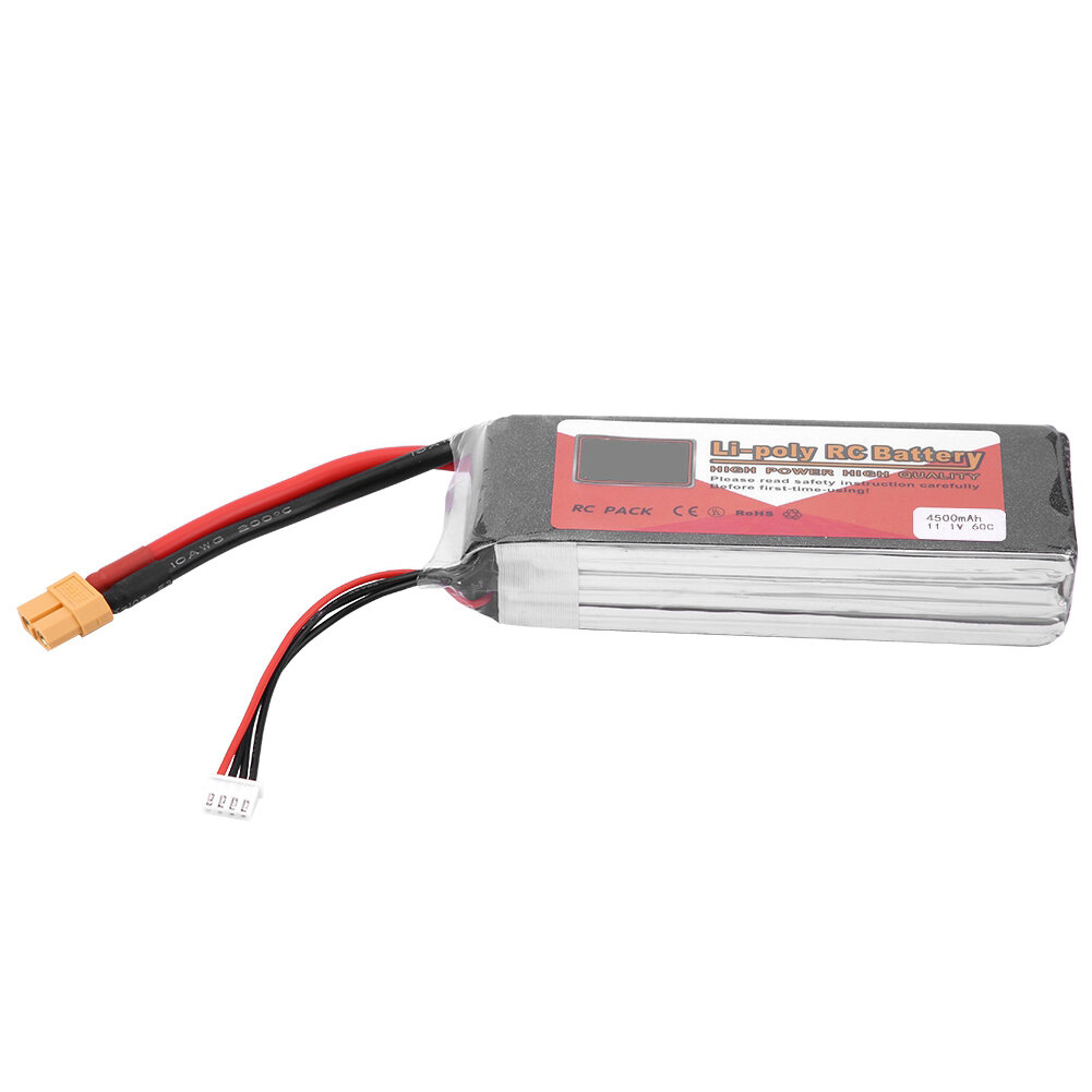 Аккумулятор LiPo 11,1 В 4500 мАч 60C 3S, перезаряжаемый с разъемом XT60, с высокой разрядкой для радиоуправляемого дрона, автомобиля, самолета