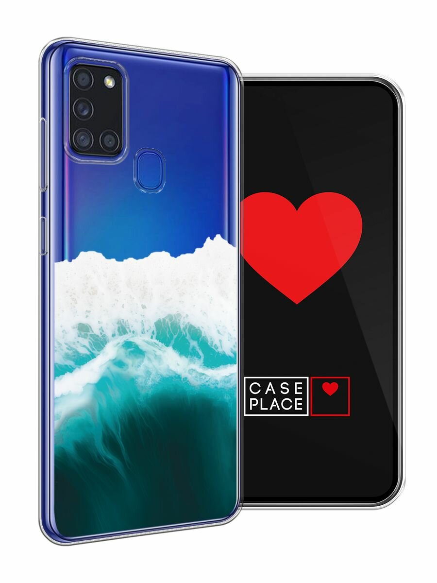 Чехол на Samsung Galaxy A21s / Самсунг Галакси A21s с принтом "Большая волна", прозрачный — фото 1