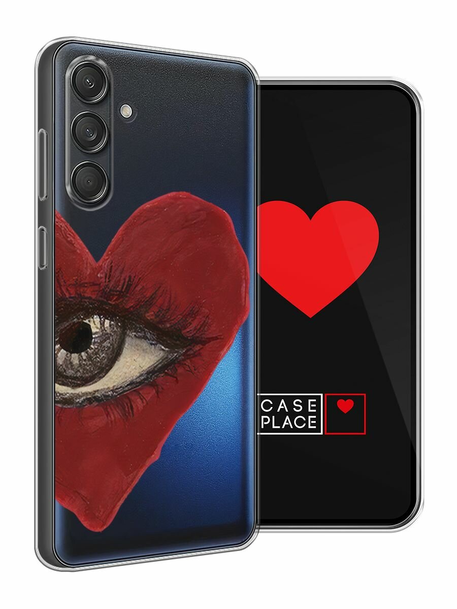 Чехол на Samsung Galaxy M55 / Самсунг M55 с принтом "Большое сердце с глазом", прозрачный — фото 1