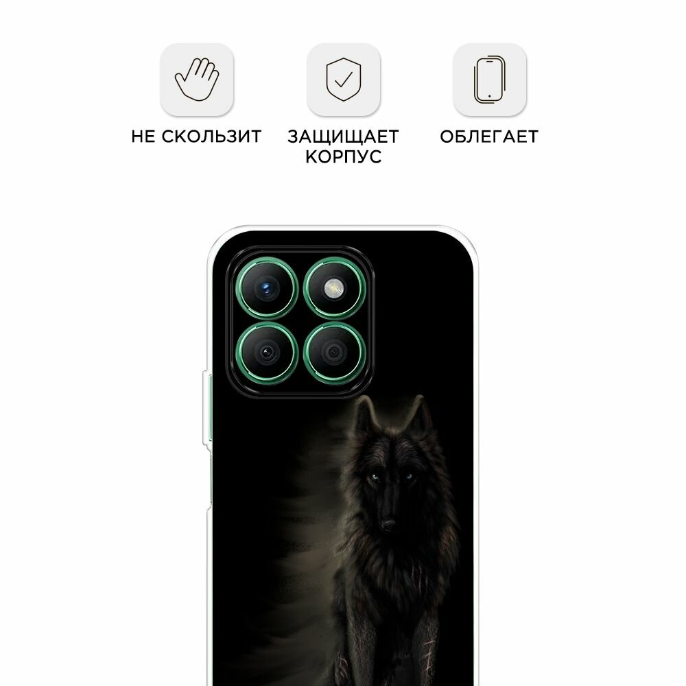Силиконовый чехол на Honor X8B / Хонор X8B с принтом Туманный волк — фото 1