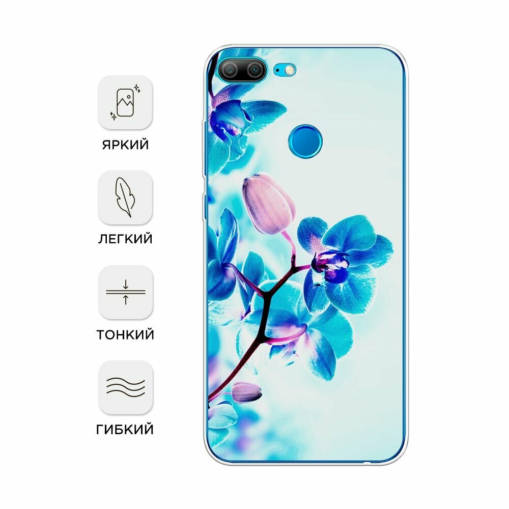 Чехол на Honor 9 Lite / Хонор 9 Лайт с принтом "Голубая орхидея" — фото 1