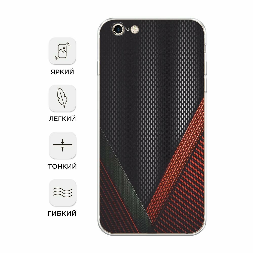 Чехол на Apple iPhone 6 Plus/6S Plus / Айфон 6 Плюс/Айфон 6С Плюс с принтом "Красный карбон" — фото 1