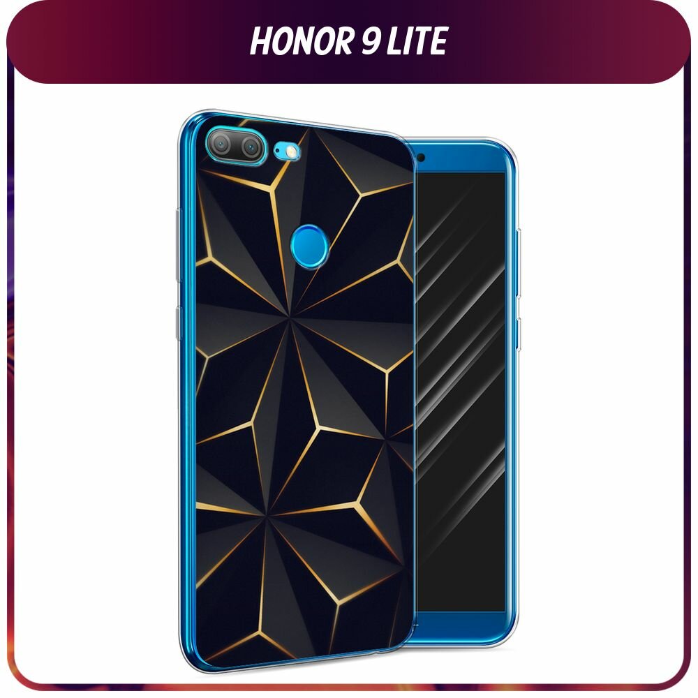 Чехол на Honor 9 Lite / Хонор 9 Лайт с принтом "Черные полигоны"