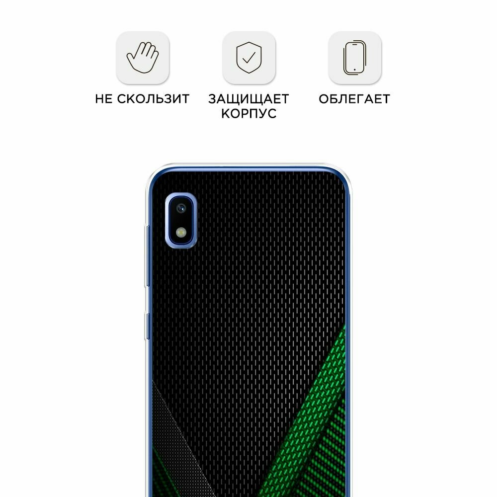 Чехол на Samsung Galaxy A10 / Самсунг Галакси А10 с принтом "Зеленый карбон" — фото 1