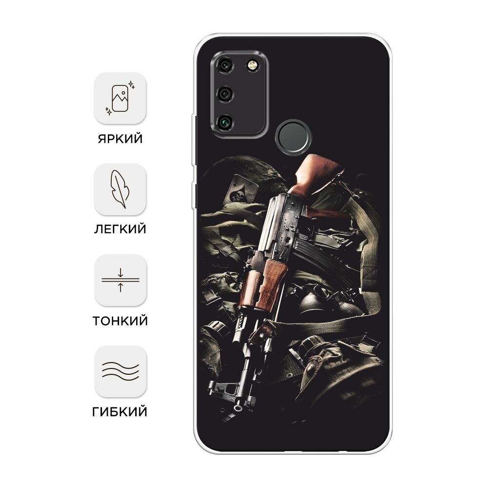 Силиконовый чехол на Honor 9A / Хонор 9А с принтом "Автомат" — фото 1