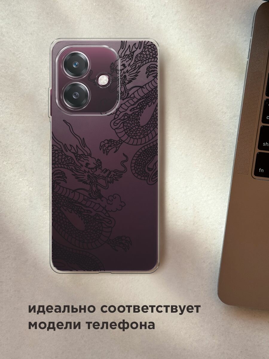Чехол на Oppo A3/A3x / Оппо А3/A3x с принтом "Два китайских дракона", прозрачный — фото 1
