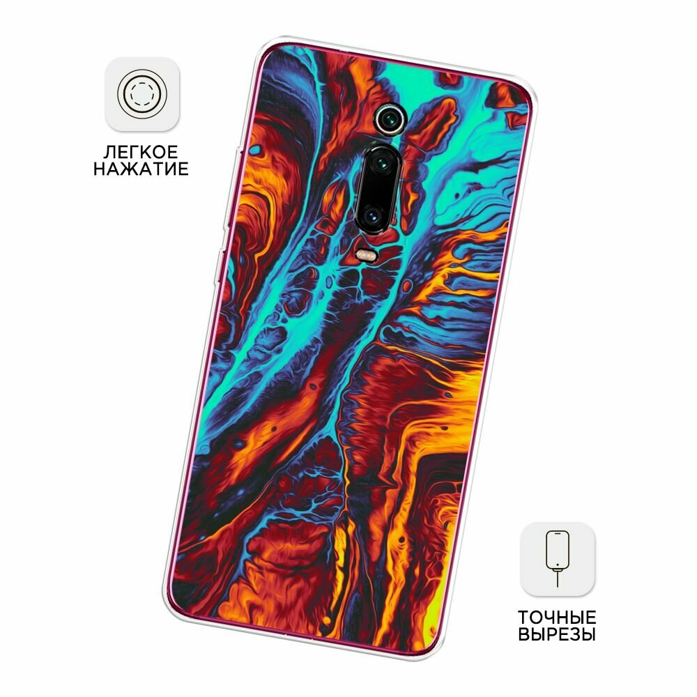 Чехол на Xiaomi Redmi K20/K20 Pro/Mi 9T/9T Pro / Сяоми Редми К20/K20 Pro/Mi 9T/9T Pro с принтом Желто-голубой флюид — фото 1