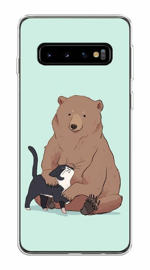 Чехол на Samsung Galaxy S10 + / Самсунг Галакси S10 Плюс с принтом "Медведь и кошка дружба"