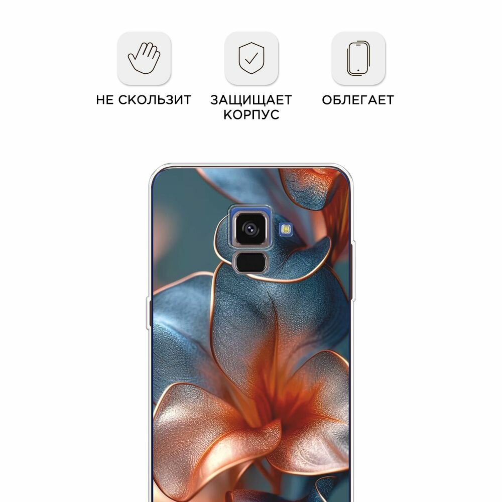 Чехол на Samsung Galaxy A8 2018 / Самсунг Галакси А8 2018 с принтом "Жемчужные цветы" — фото 1