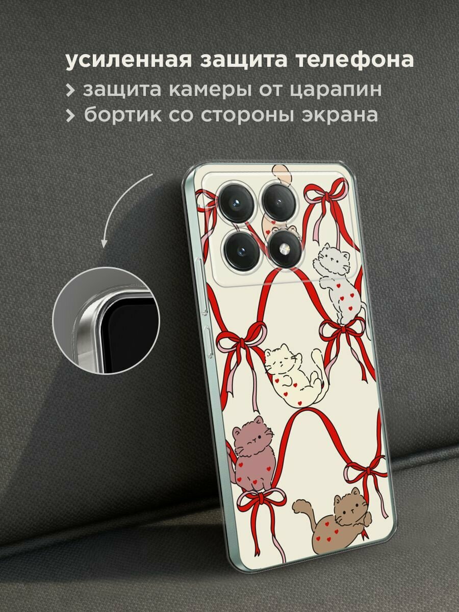 Чехол на Xiaomi Poco X6 PRO 5G / Поко X6 Про 5G с принтом "Котики в ленточках 1" — фото 1
