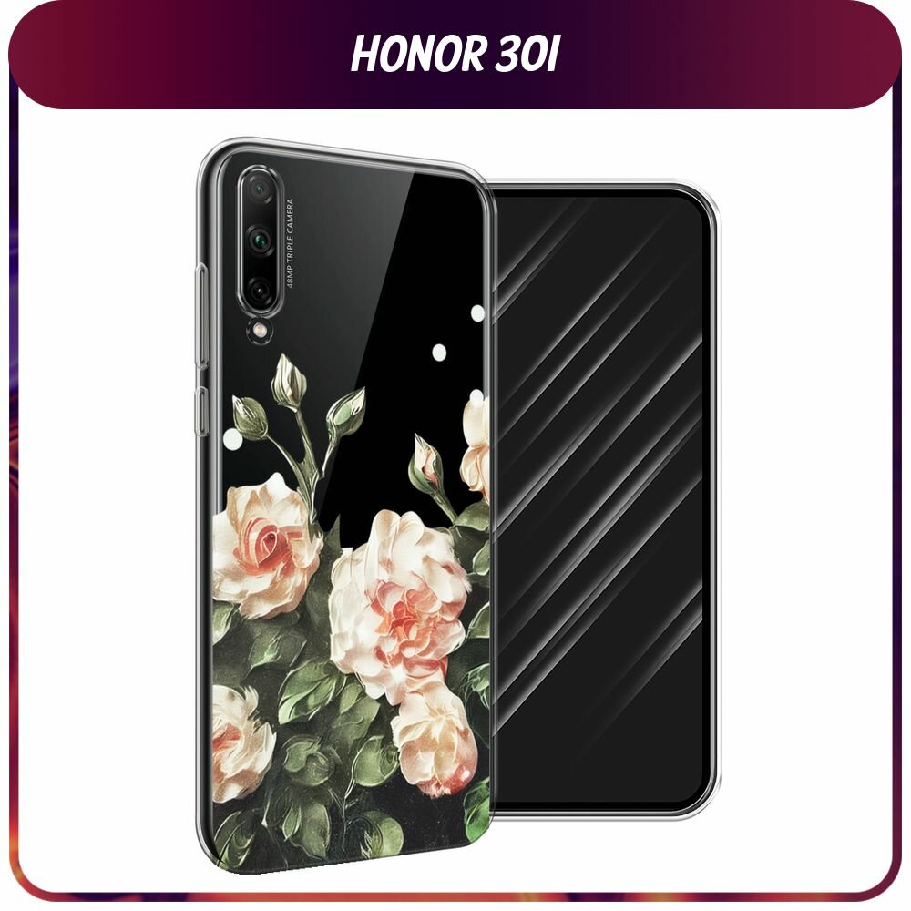 Чехол на Honor 30i / Хонор 30i с принтом "Цветочная картина 2", прозрачный