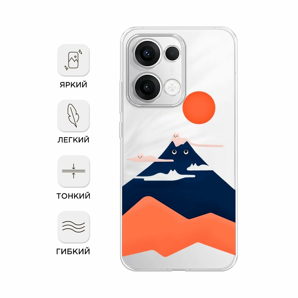 Чехол на Oppo Reno 13 / Оппо Рено 13 с принтом "Кот-гора", прозрачный — фото 1