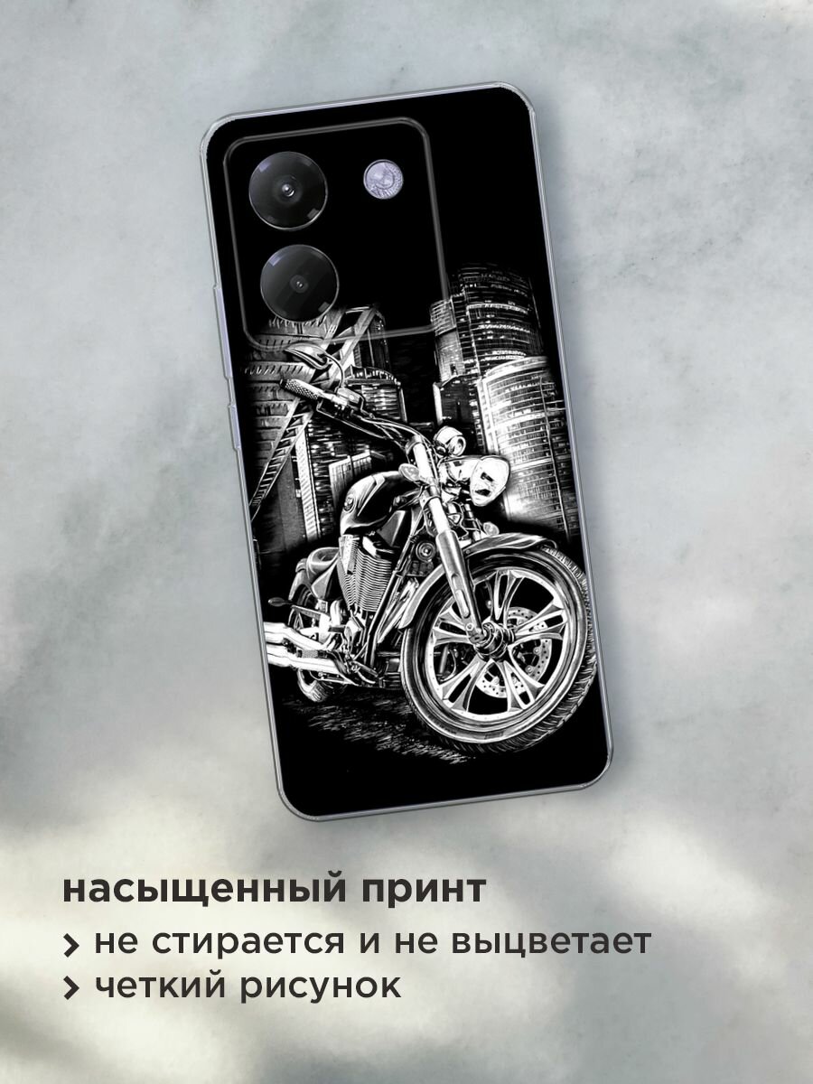 Силиконовый чехол на Poco M7 Pro / Поко М7 Про с принтом "Крутой байк" — фото 1