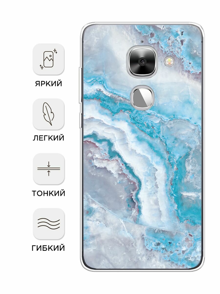 Чехол на LeEco Le 2/2 pro / Лееко Ле 2/2 про с принтом "Нежно-голубой мрамор" — фото 1