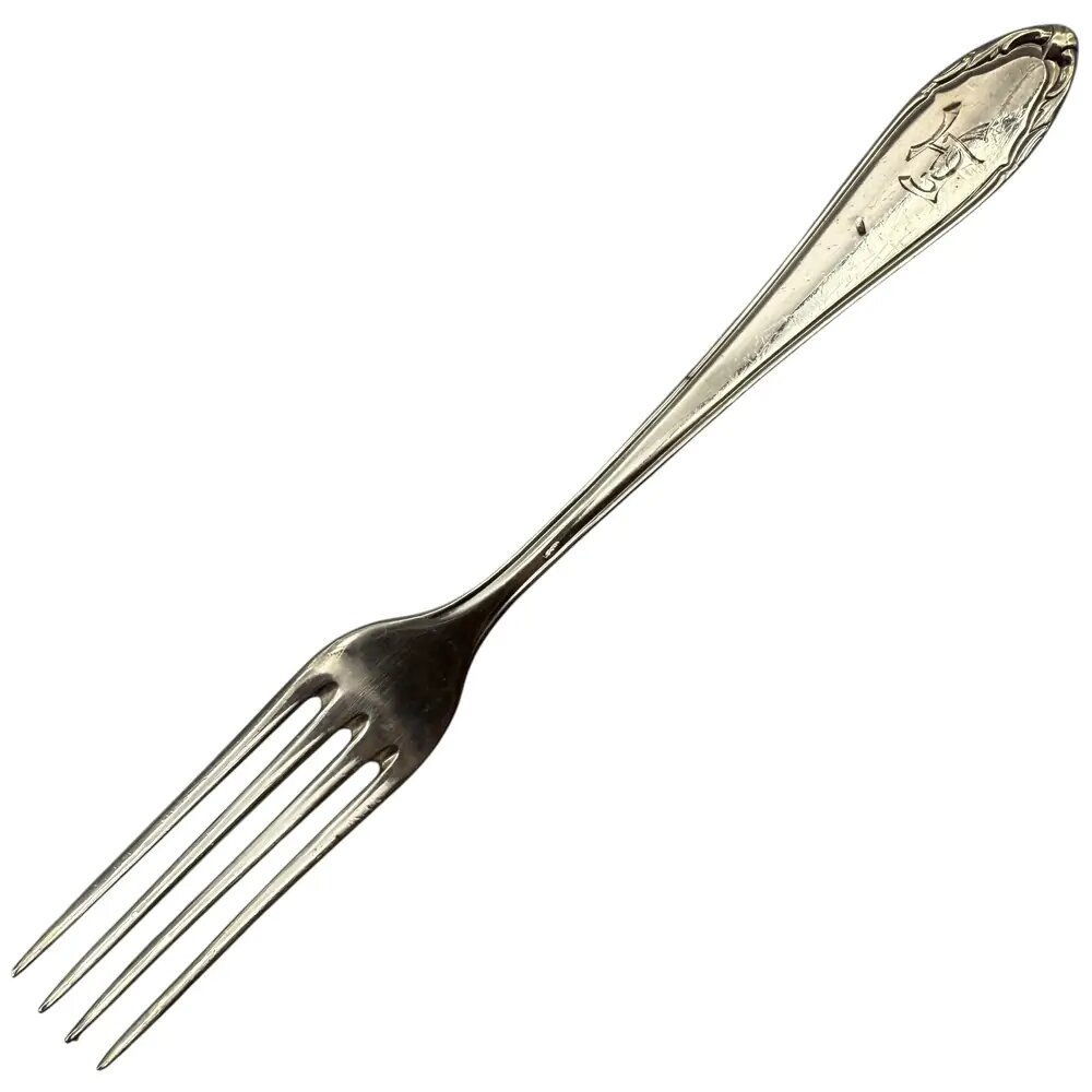 Вилка столовая "ЕН", 21 см, серебро 916, 1993 г. Ташкентский ювелирный завод (:3УЮ), Узбекистан