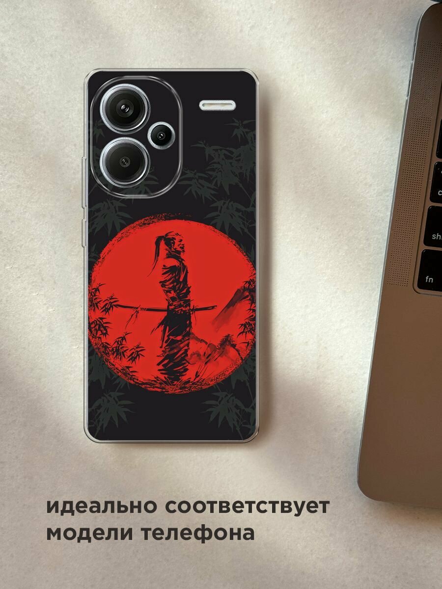Чехол на Xiaomi Redmi Note 13 Pro+ / Сяоми Редми Нот 13 Про + с принтом "Самурай на красном фоне" — фото 1