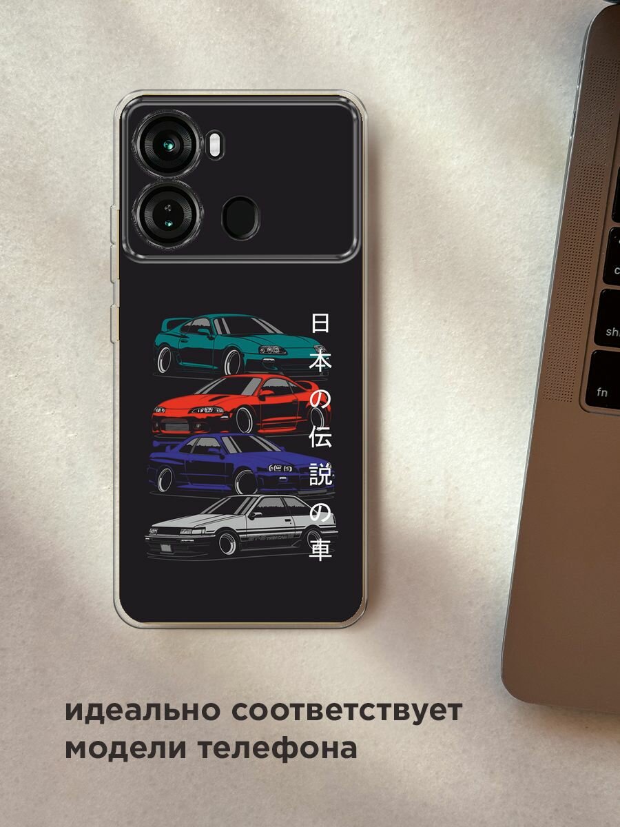 Силиконовый чехол на Itel P40 / Ител P40 с принтом "JDM Legend cars" — фото 1
