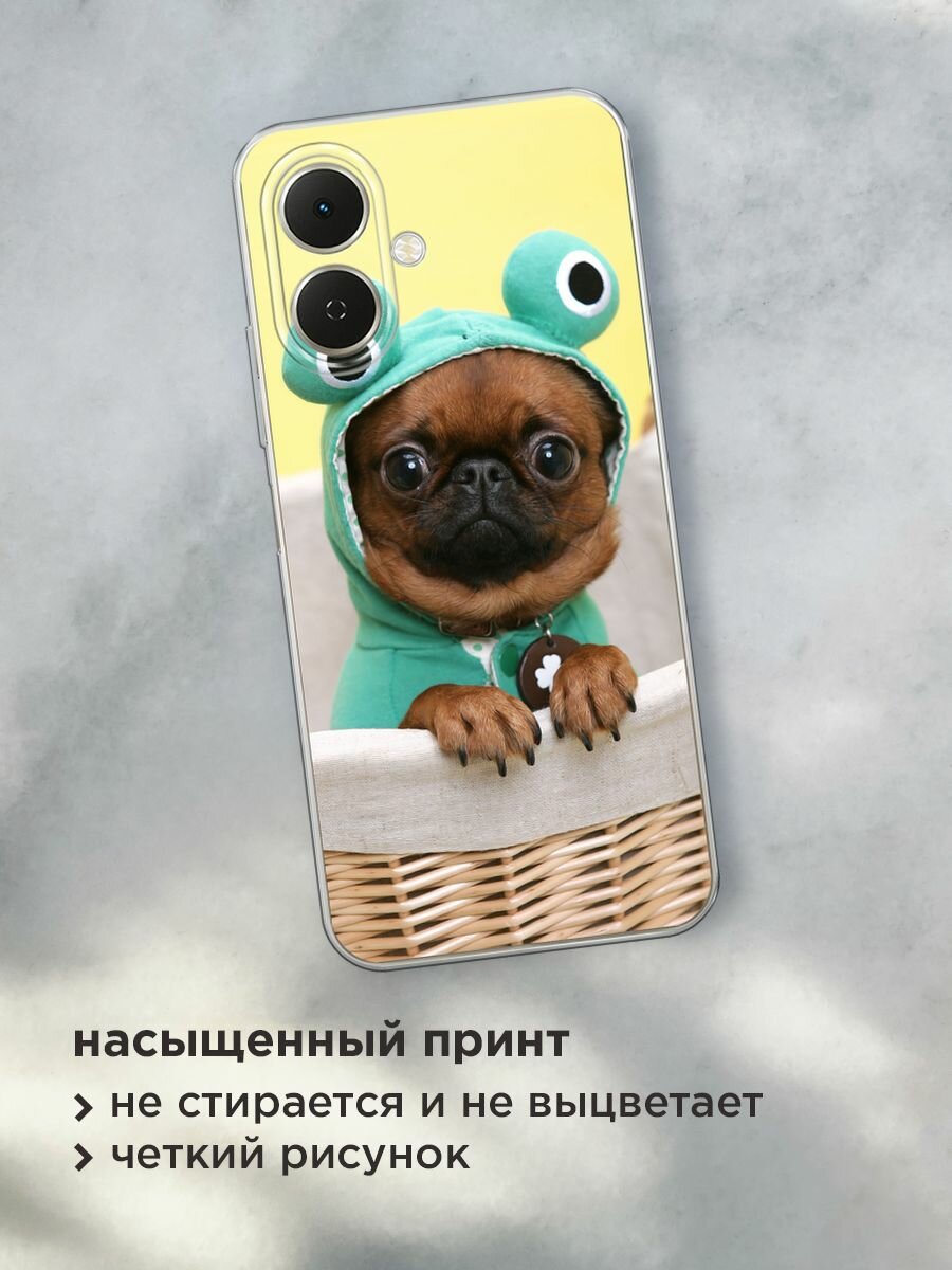 Чехол на Tecno Spark Go 2 / Текно Спарк Го 2 с принтом "Собачка в шапке лягушки" — фото 1