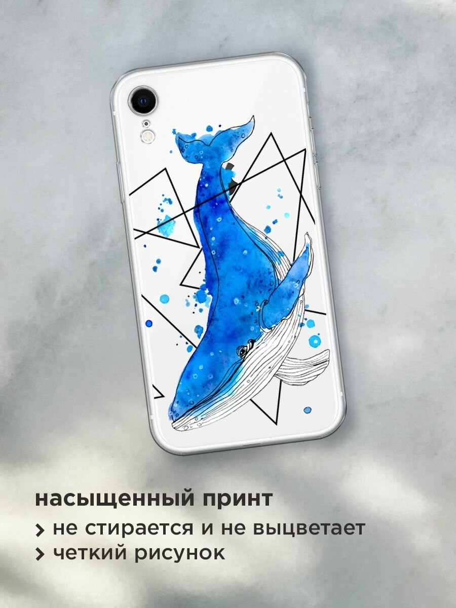 Чехол на Apple iPhone XR / Айфон XR с принтом "Кит графика", прозрачный — фото 1