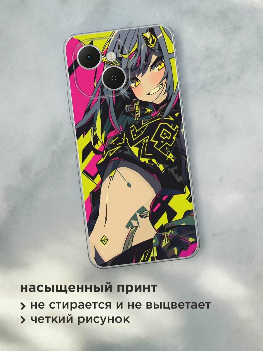 Чехол на Tecno Spark 40C / Текно Спарк 40C с принтом "Девушка в кибер костюме" — фото 1