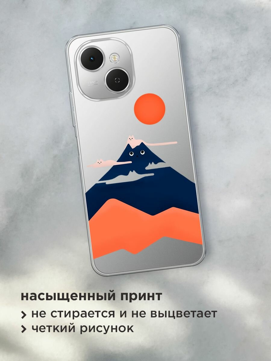 Чехол на Tecno Spark 40C / Текно Спарк 40C с принтом "Кот-гора", прозрачный — фото 1